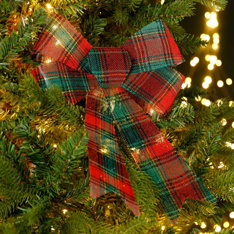 Red Tartan Bow Tree Decoration - 32cm | Taskers Online Store, Liverpool & Manchester
