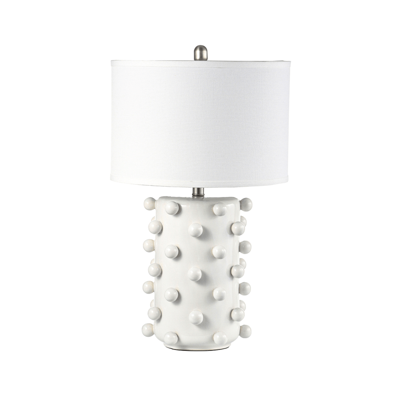 White Bobble Table Lamp With White Linen Shade | Taskers Online Store ...