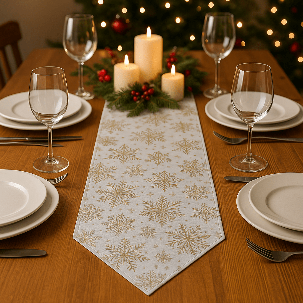 Snowfall Christmas Table Runner - Champagne | Taskers Online Store ...