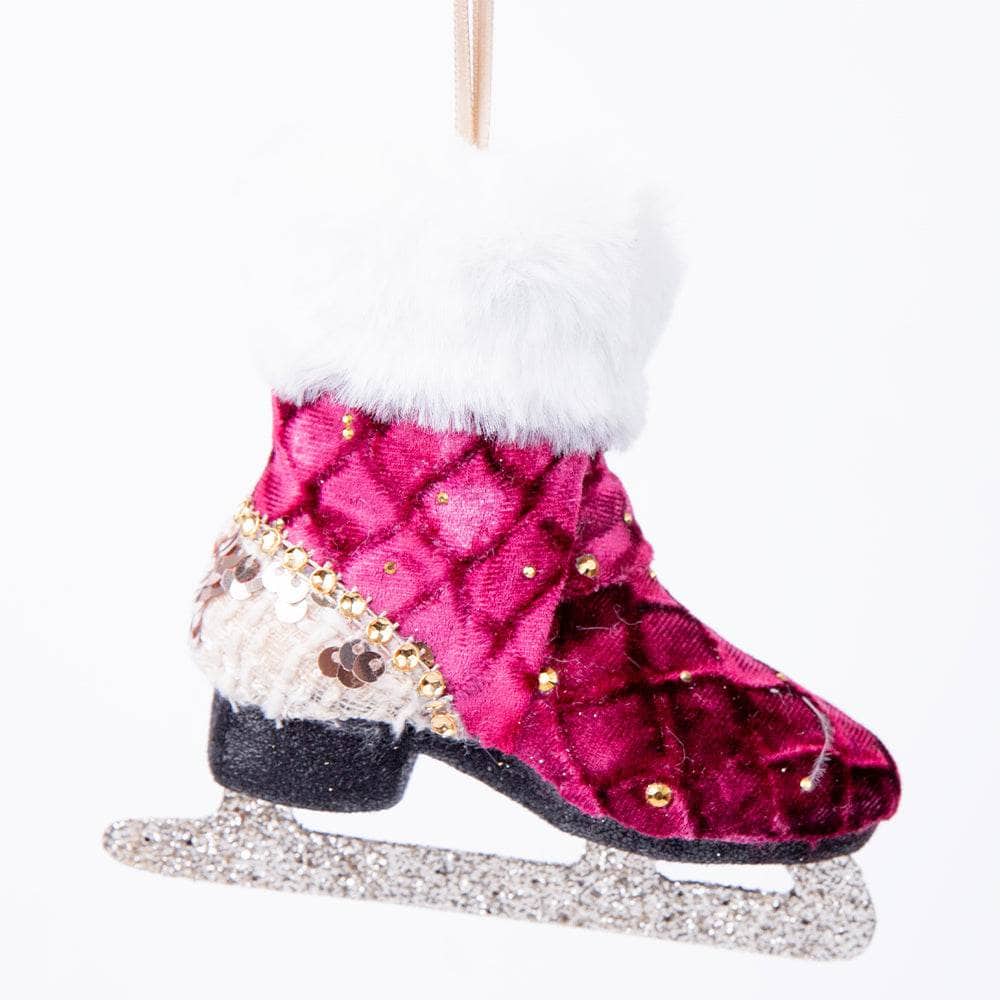 Burgundy Quilted Skate Boot Christmas Tree Decoration - 12cm | Taskers ...