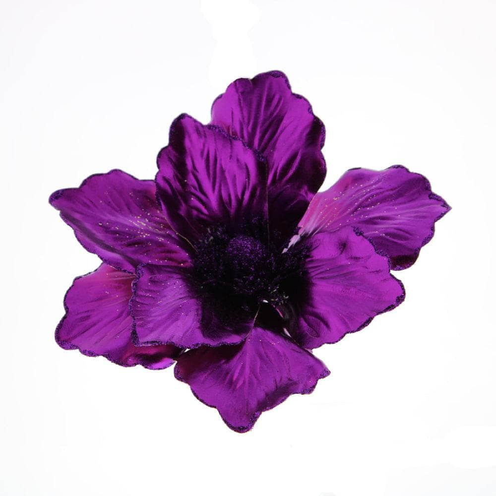 Dark Purple Magnolia Clip-On Christmas Tree Decoration - 21cm | Taskers ...
