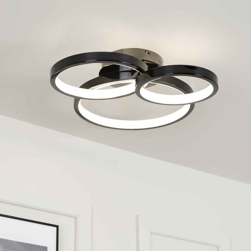 Hawaii LED Flush 3 Ring Ceiling Light - Black | Taskers Online Store ...