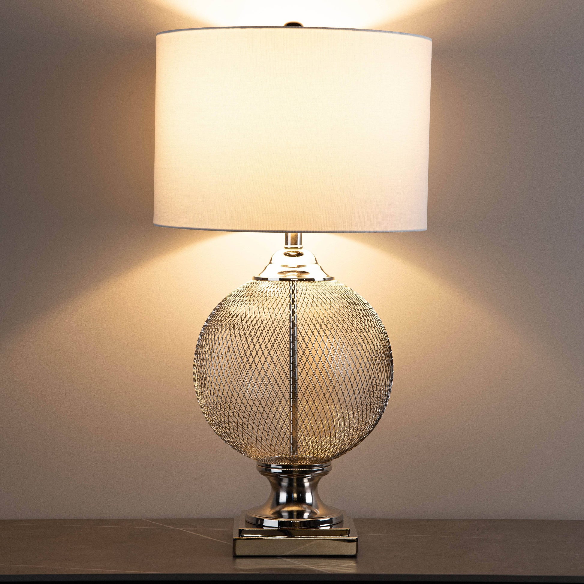 Athens White Wire Mesh Table Lamp | Taskers Online Store, Liverpool ...
