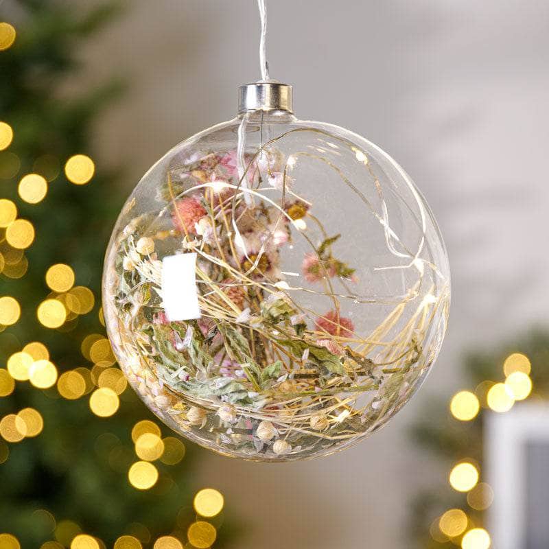 Warm White Translucent Micro LED Glass Bauble - 14cm | Taskers Online ...