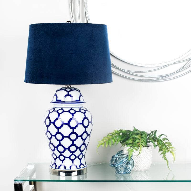 Acanthus Blue & White Ceramic Table Lamp | Taskers Online Store ...