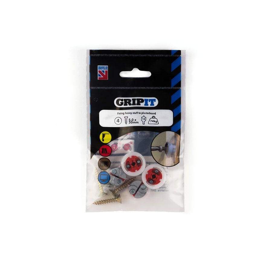 Gripit Pack Of 4 Red Plasterboard Fixing 18Mm | Taskers Online Store ...